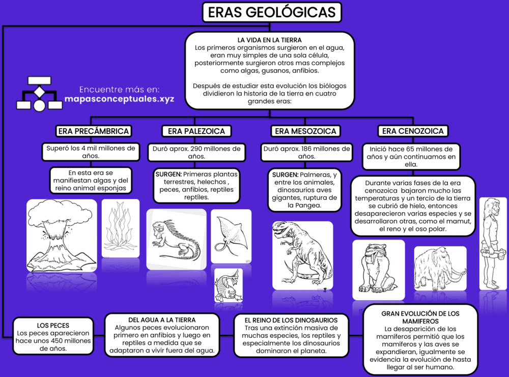 Mapas conceptuales de las Eras Geológicas 【Descargar】