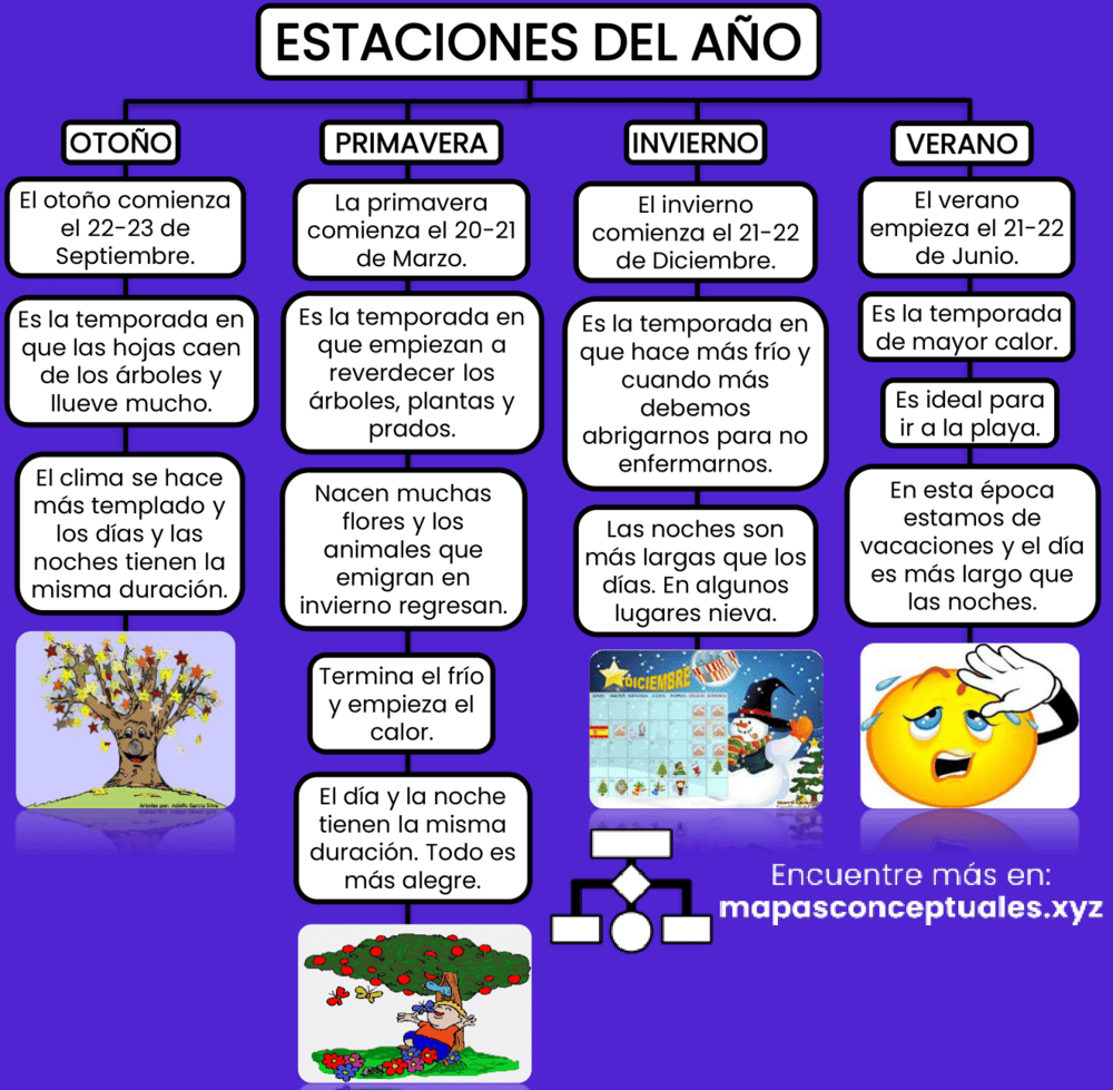 Mapas conceptuales de las Estaciones del Año 【Descargar】